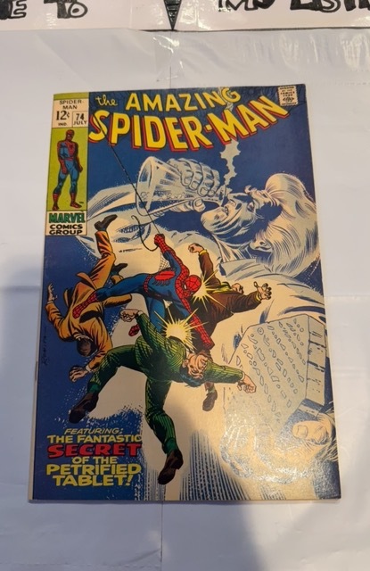 The Amazing Spider-Man #74 (1969)secret of the petrified tablet foxxing ...