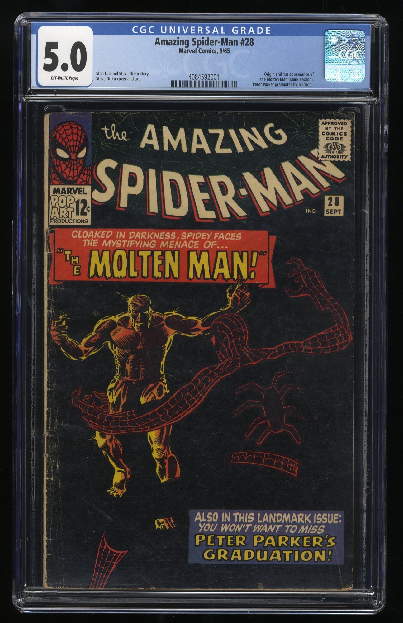 Amazing Spider-Man #28 CGC VG/FN 5.0 Off White 1st Appearance Molten ...