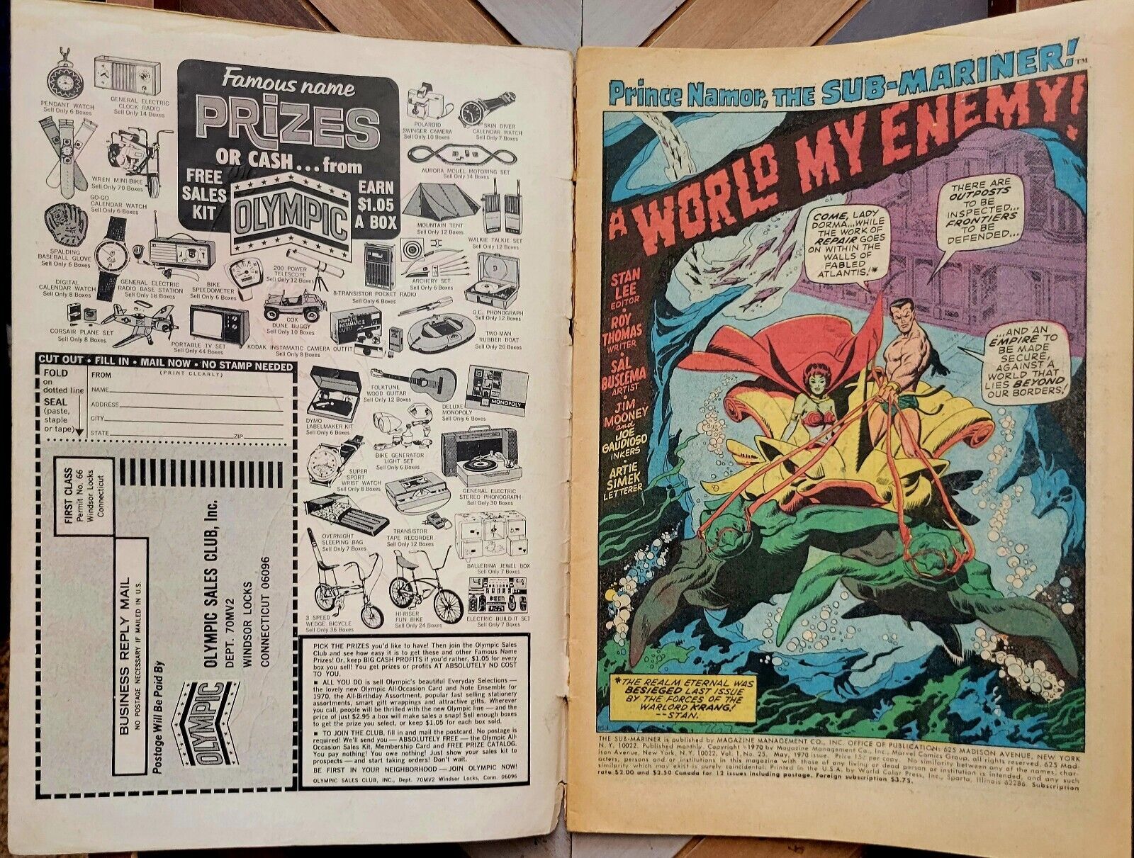 Sub-Mariner #25 GD/VG (Marvel 1970) VASHTI, LADY DORMA Buscema ...