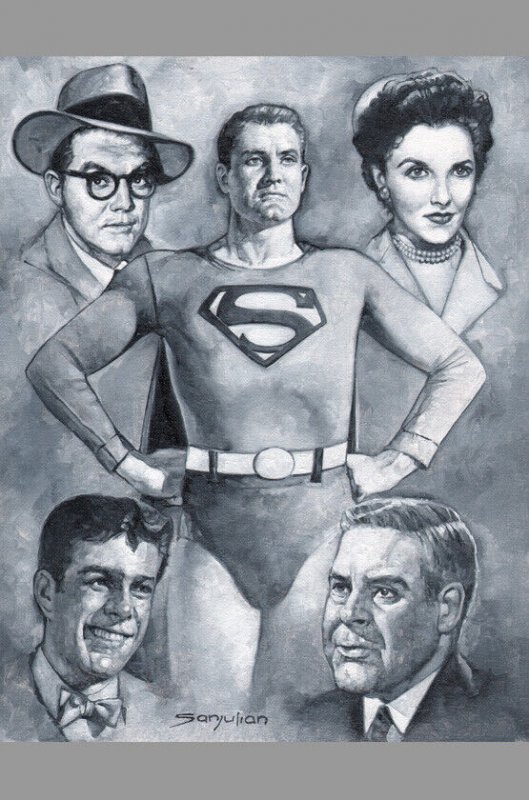 Sanjulian Signed Superman TV Series Original Art Painting George Reeves ...