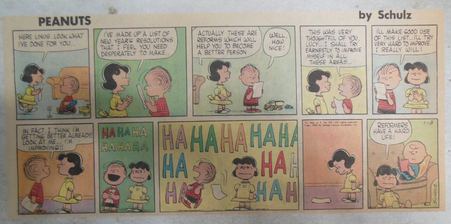 Peanuts Sunday Page by Charles Schulz from 1/3/1960 Size: ~7.5 x 15 ...