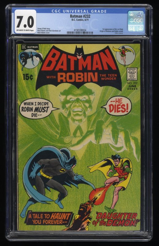 Batman #232 CGC FN/VF 7.0 1st Appearance Ra's al Ghul! Neal Adams ...