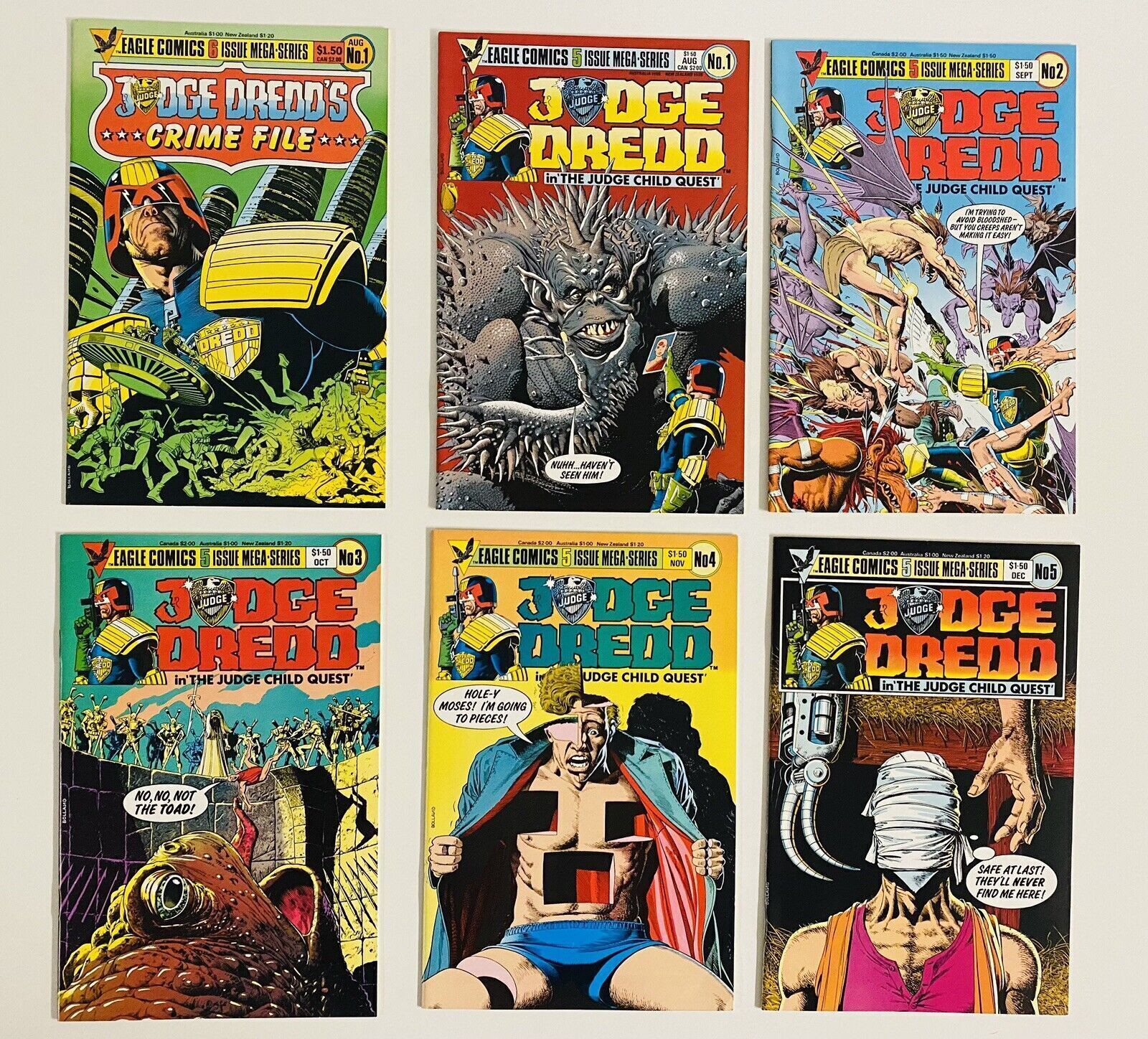 Lot x 6 Judge Dredd Child Quest #1 2 3 4 5 + Crime File #1 Comic 1984 ...
