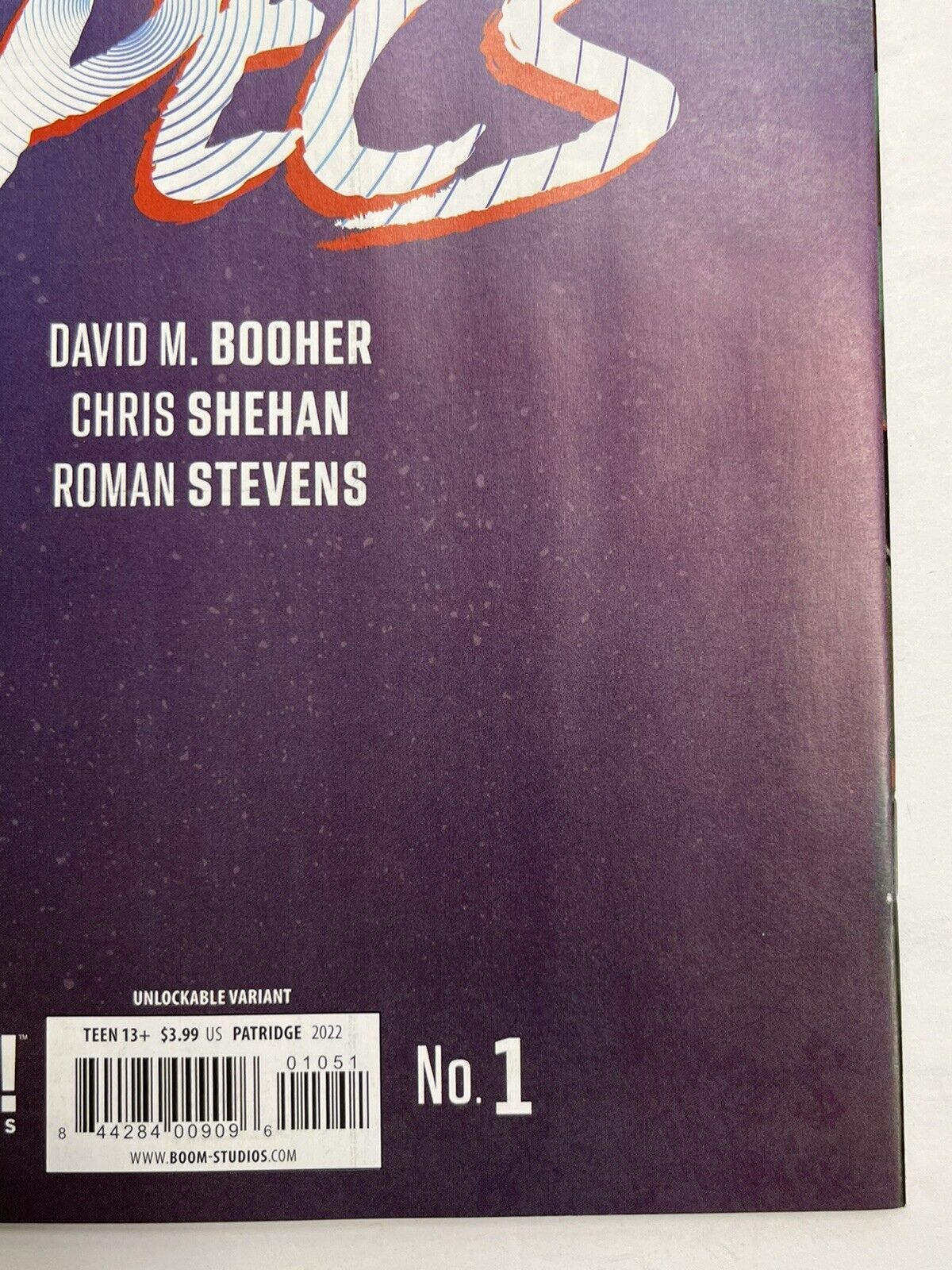 Specs #1 Unlockable Patridge VAR (Nm) 2022 Boom! Studios David Booher ...