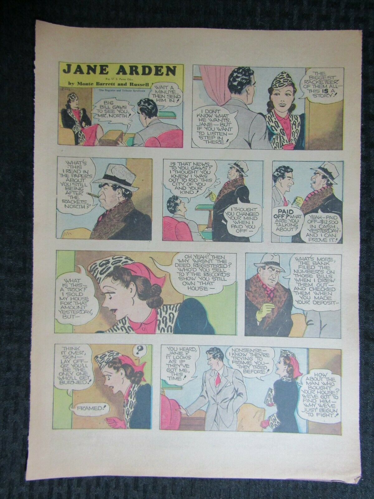 1939 JANE ARDEN Barrett & Ross 11x15" Newspaper Comic Strip LOT L of 9 ...