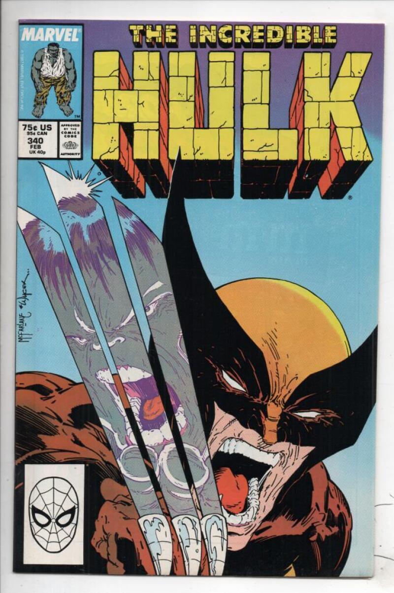 Incredible HULK #340, NM-, Todd McFarlane, Wolverine, Grey, Marvel ...