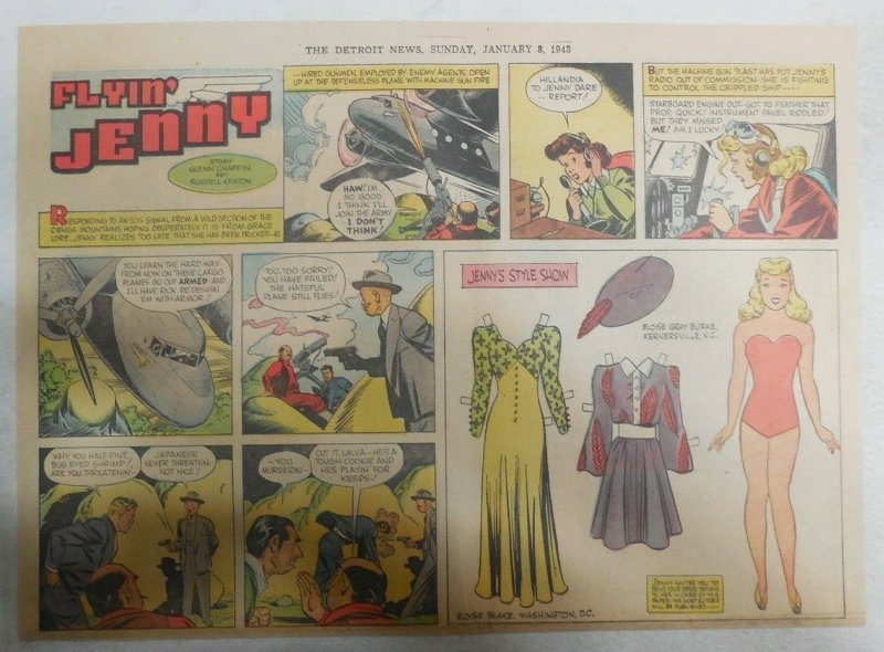 Flying Jenny Sunday Page by Russell Keaton from 1/3/1943 Size: 11 x 15 ...
