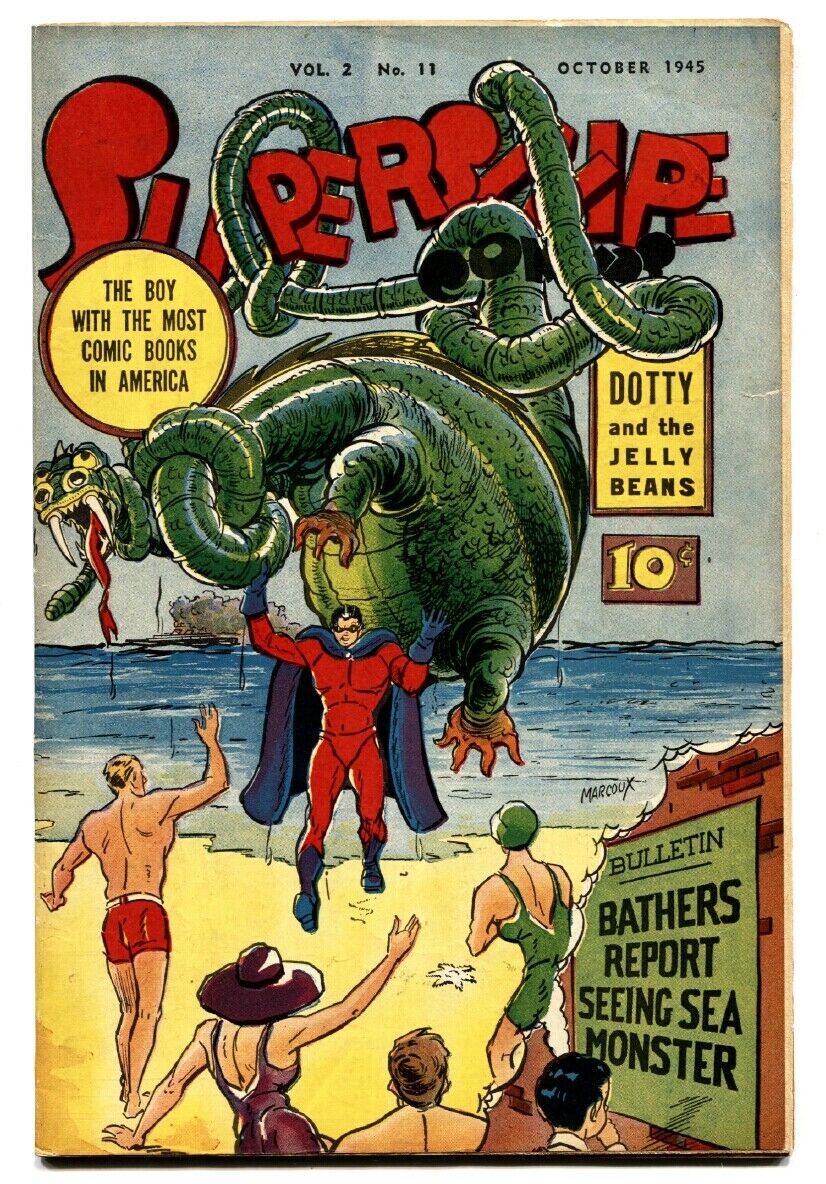 Supersnipe Vol. 2 #11 1945 Sea monster cover-Boy With Most Comic Books ...