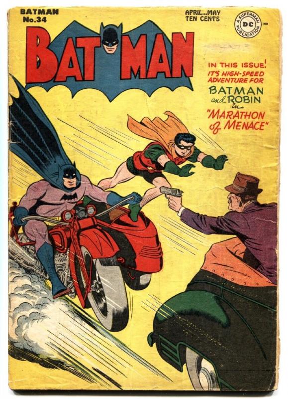 Batman #34 1946-Motorcycle Cover-Robin-Dc Comics-G+ | Comic Books ...
