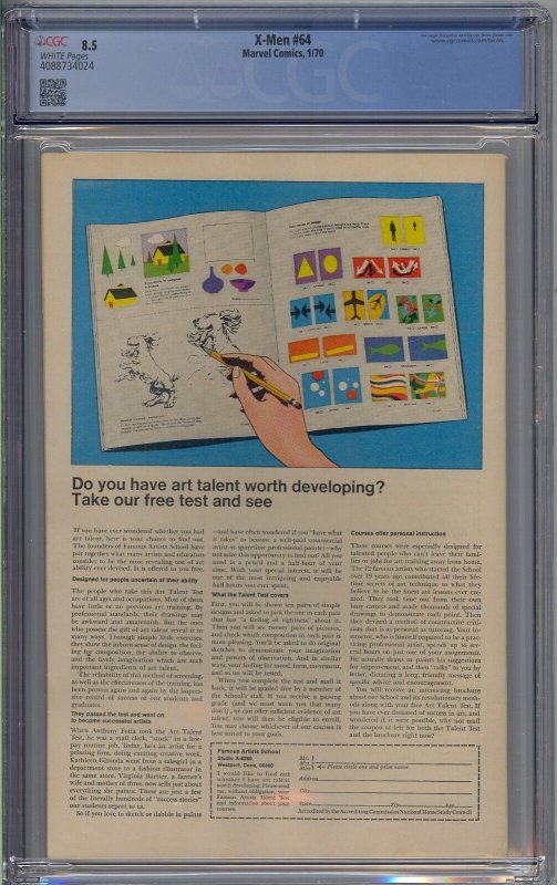 X-Men #64 CGC 8.5 1st Sunfire Shiro Yoshida White Pages | Comic Books ...