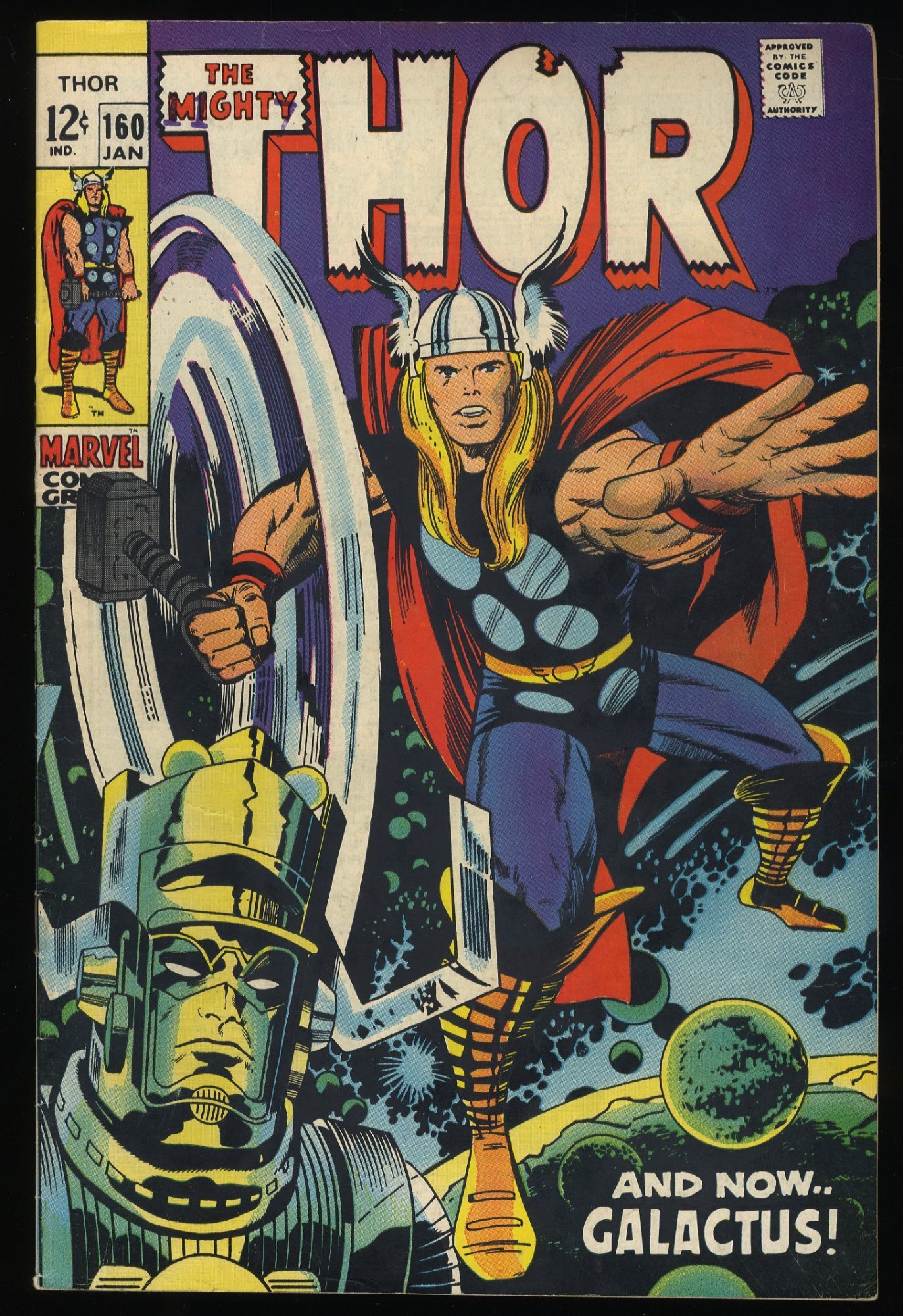 Thor #160 FN 6.0 Galactus Appearance! Jack Kirby Artwork! Stan Lee ...