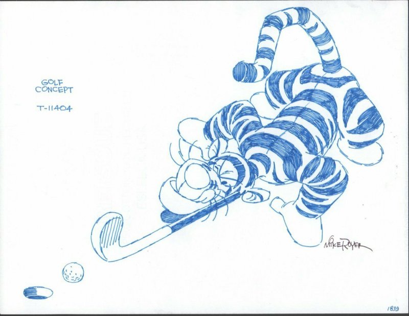 Winnie-the-Pooh Disney Blue Ink Drawing Concept Tigger Golf 11404 by ...