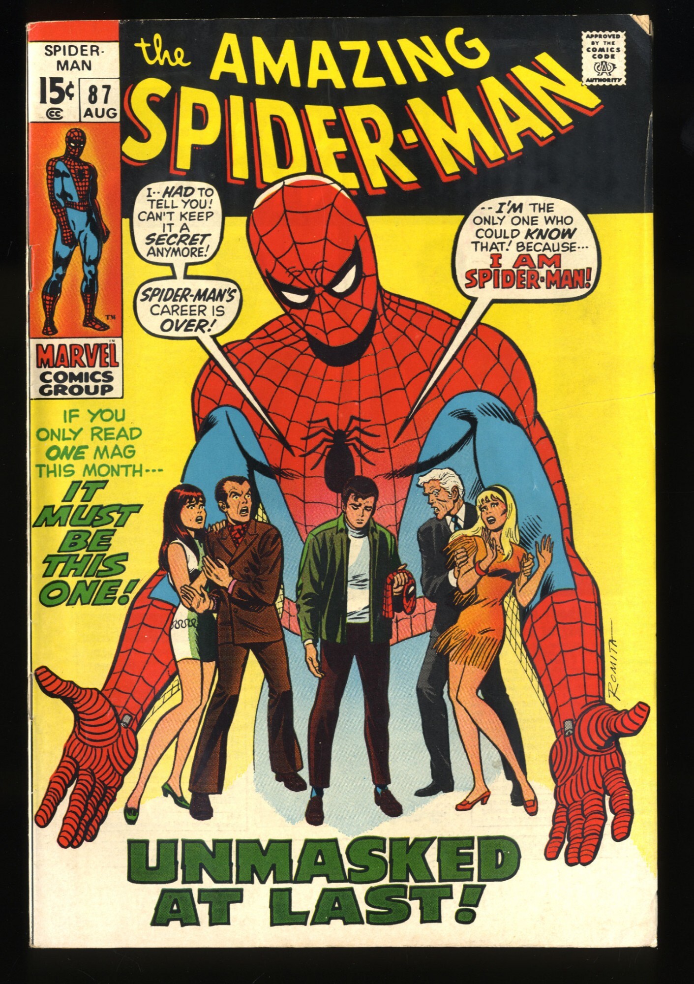 Amazing Spider-Man #87 VG/FN 5.0 Identity Revealed! John Romita Jr ...