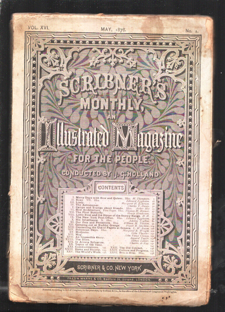 Scribner's Monthly 5/1878-archery feature bow & arrow accuracy vs rifle ...