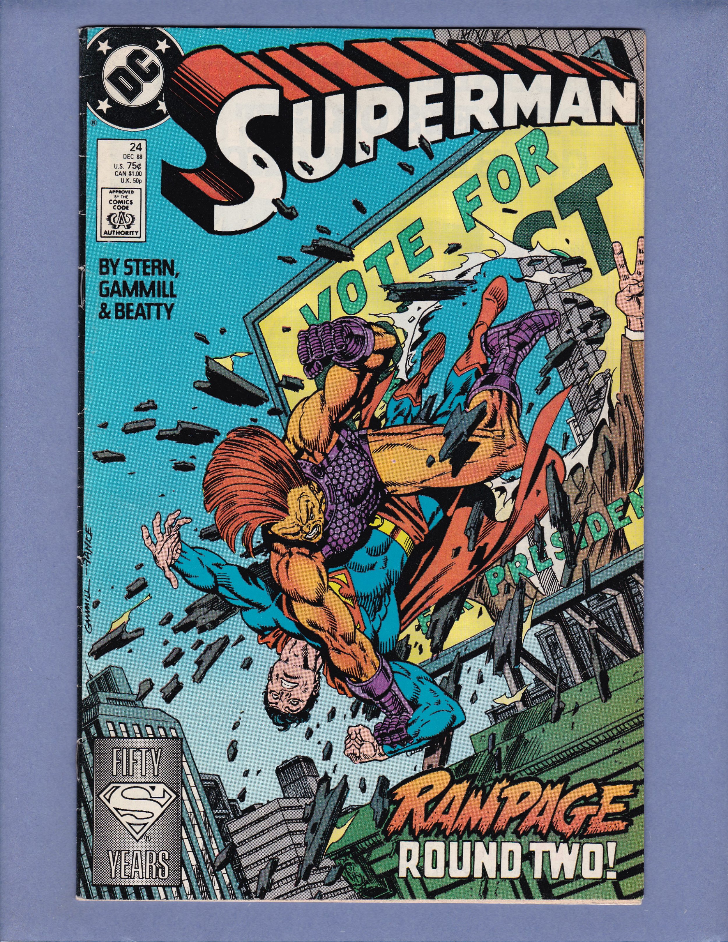 Superman #24 VG 2nd Appearance Rampage Front/Back Cover Scans DC 1988 ...