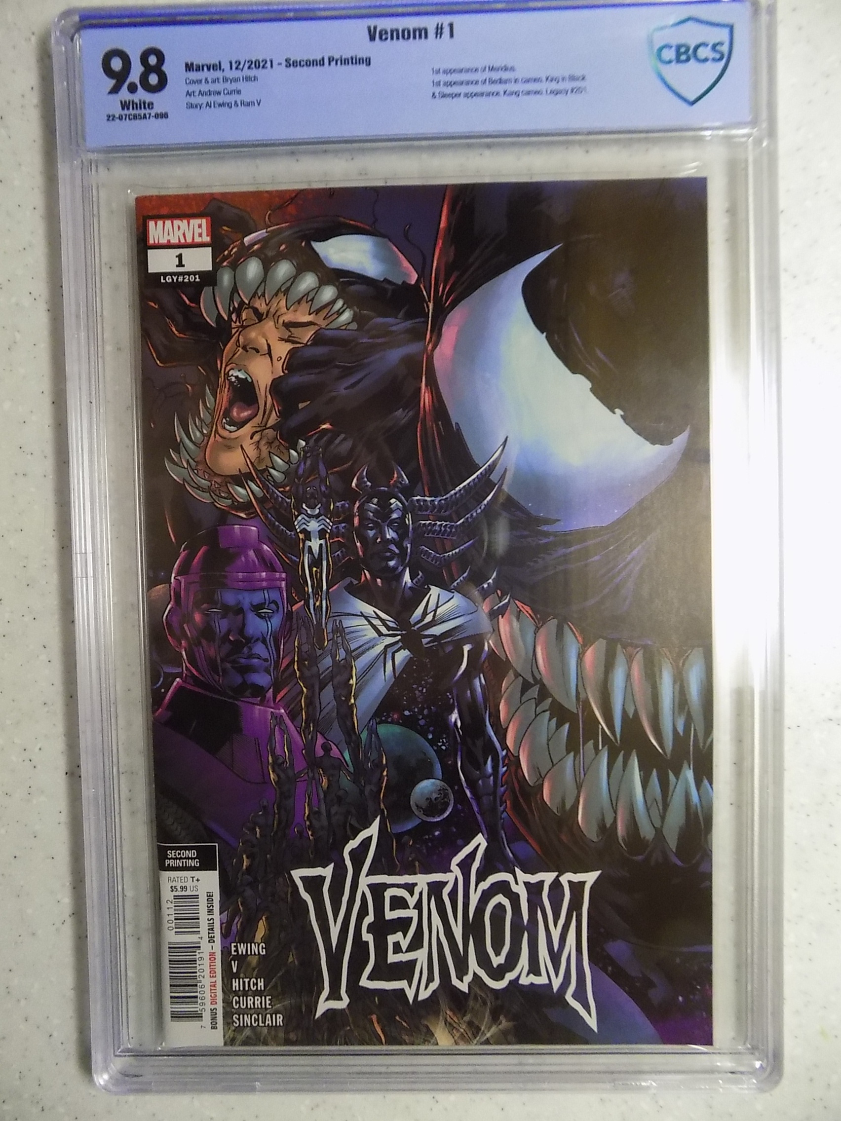 Venom # 1 SEC PRT Cbcs 9.8. Marvel King in Black Kang Meridius Bedlam ...