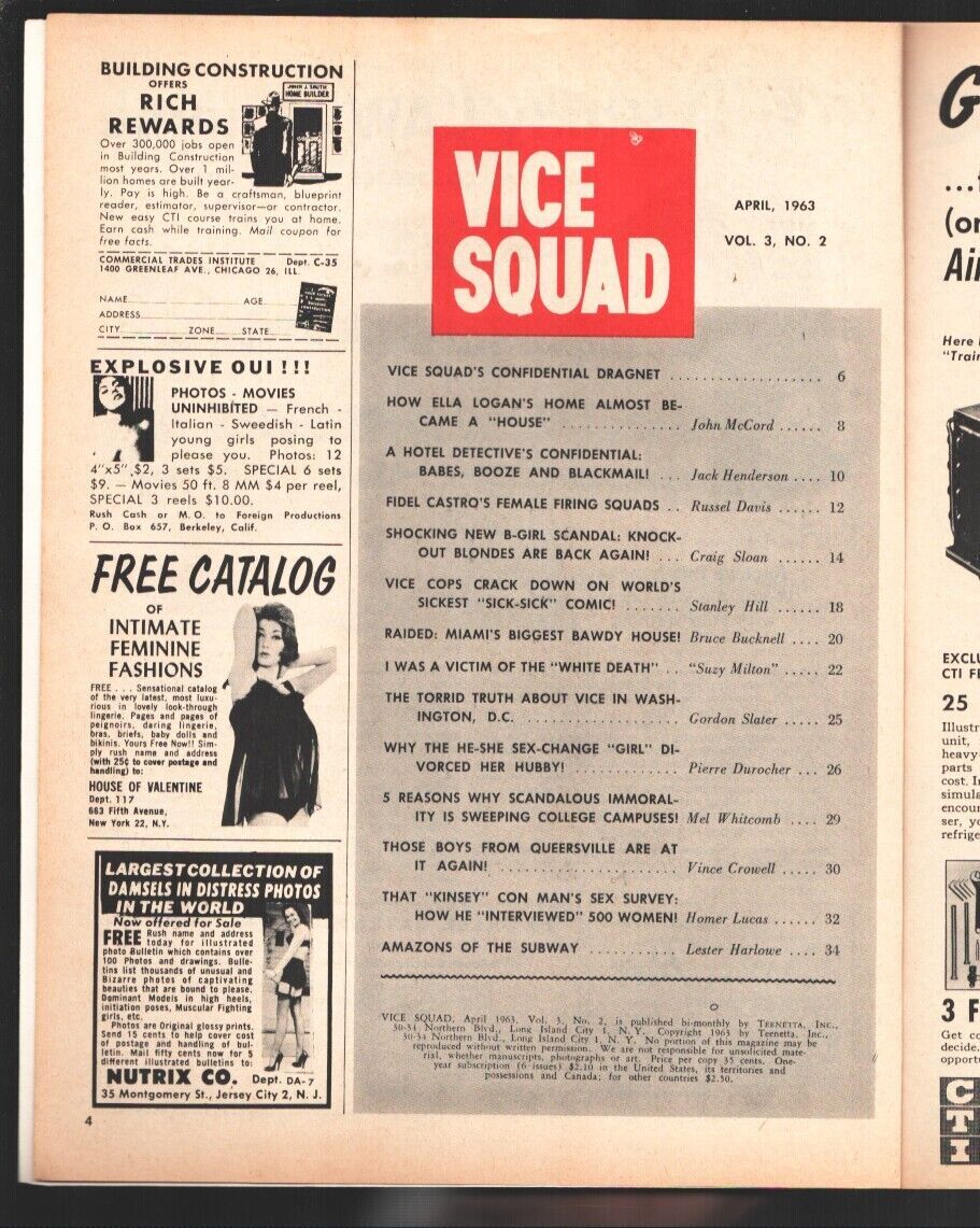 Vice Squad 4/1963-Fidel Castro's Female Firing Squads-B-Girl Scandals ...