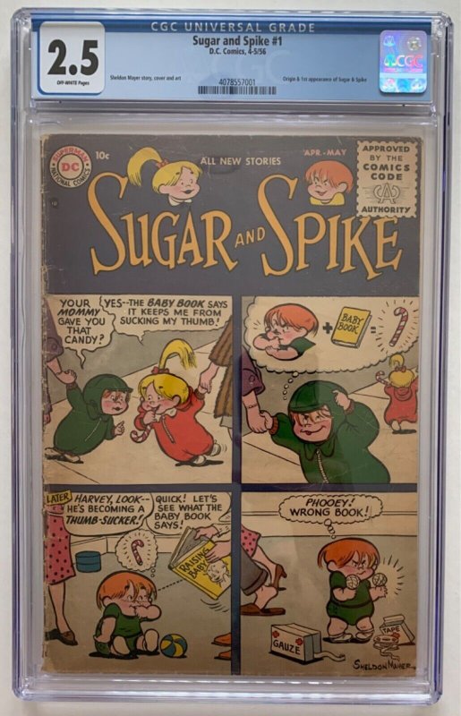 (1956) SUGAR AND SPIKE #1 CGC 2.5 OWP! 1st Appearance! Sheldon Mayer ...