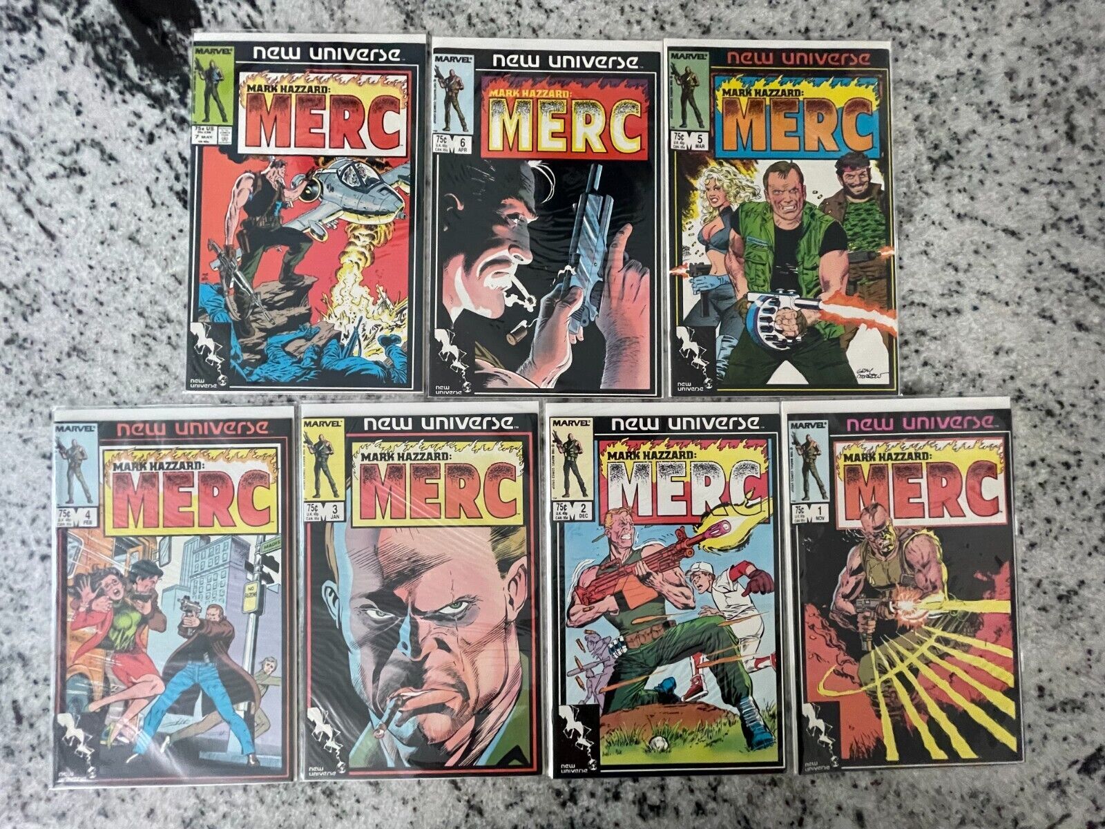 Lot Of 7 Mark Hazzard: Merc Marvel New Universe Comic Books # 1 2 3 4 5 ...
