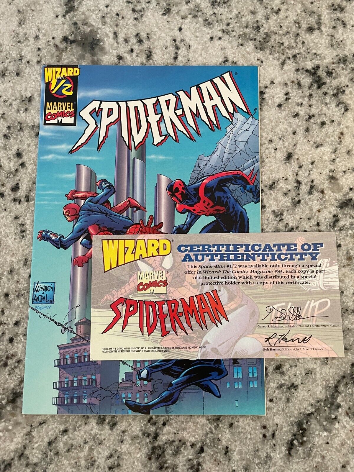 Spider-Man # 1/2 NM Wizard Marvel Comic Book W/COA 2099 Black Suit ...