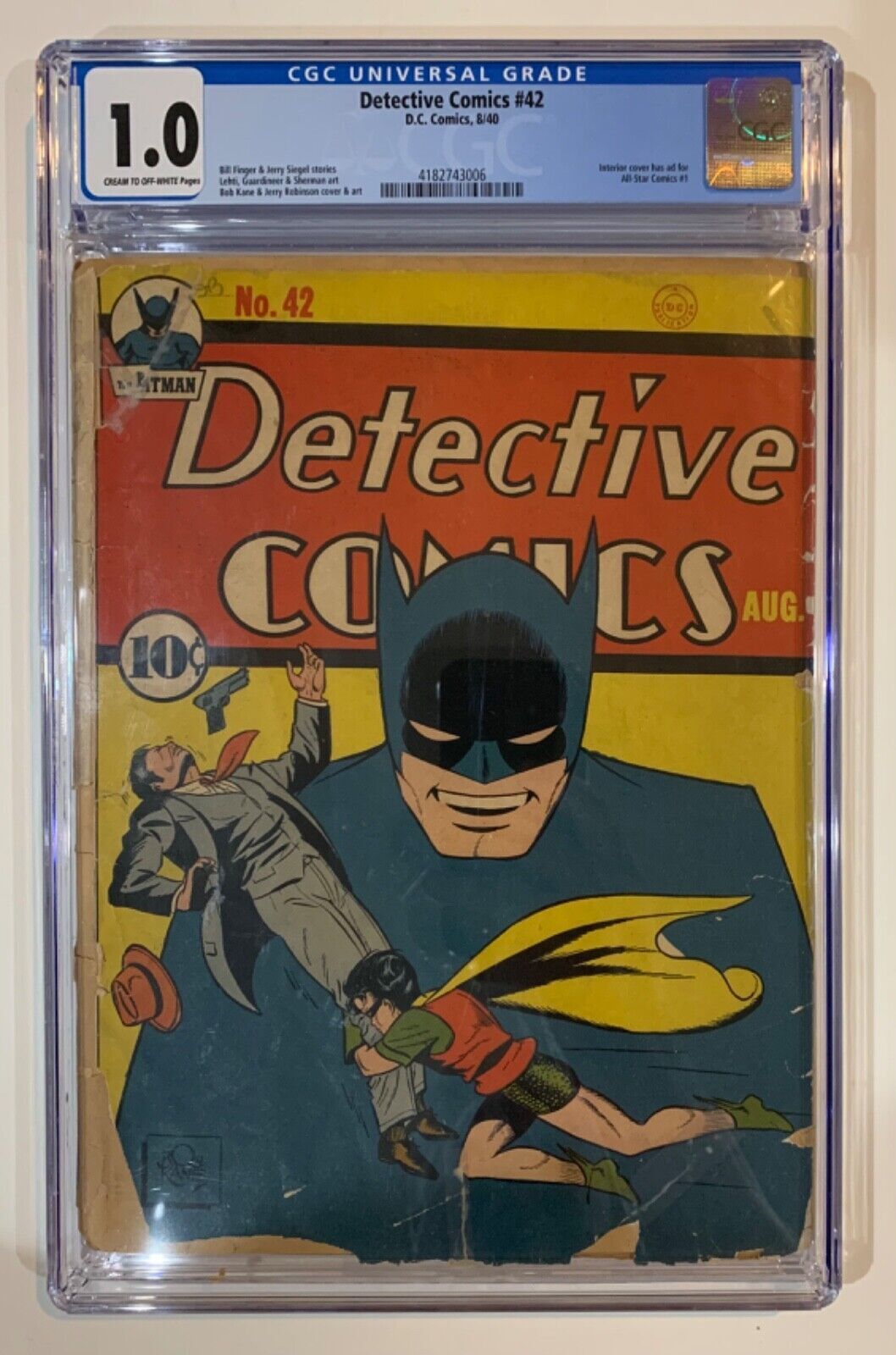 (1940) Detective Comics #42 CGC 1.0 Cream/Owp! 4th Robin! Golden AGE ...
