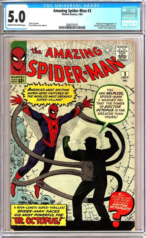 Amazing Spider-man #3 CGC Graded 5.0 Origin and 1st appearance of ...