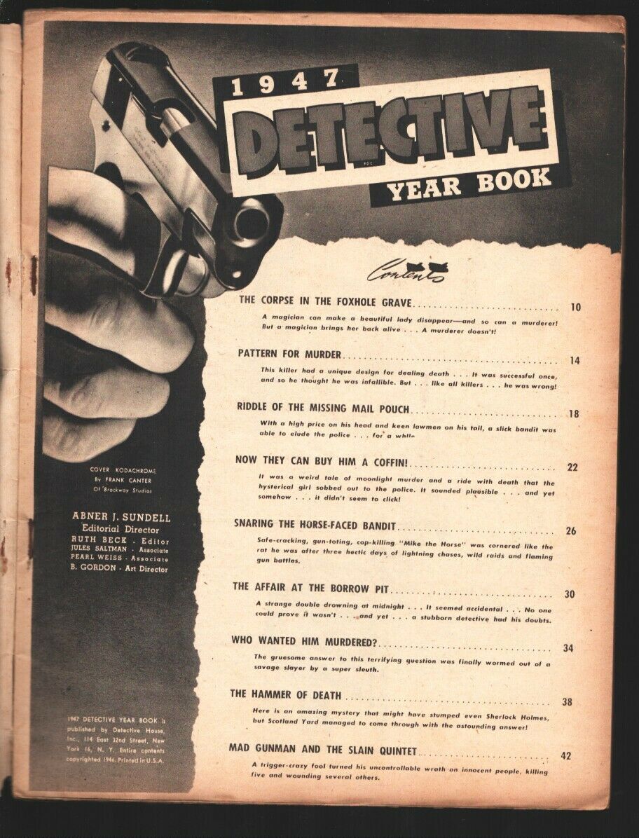Detective Yearbook 1947-Photo cover-"Hammer of Death"-Pulp crime ...