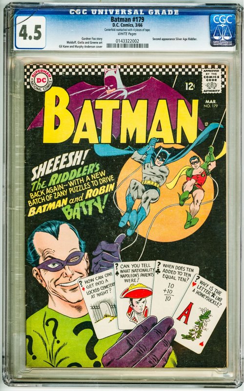 Batman #179 (1966) CGC 4.5! crack front of slab | Comic Books - Silver ...