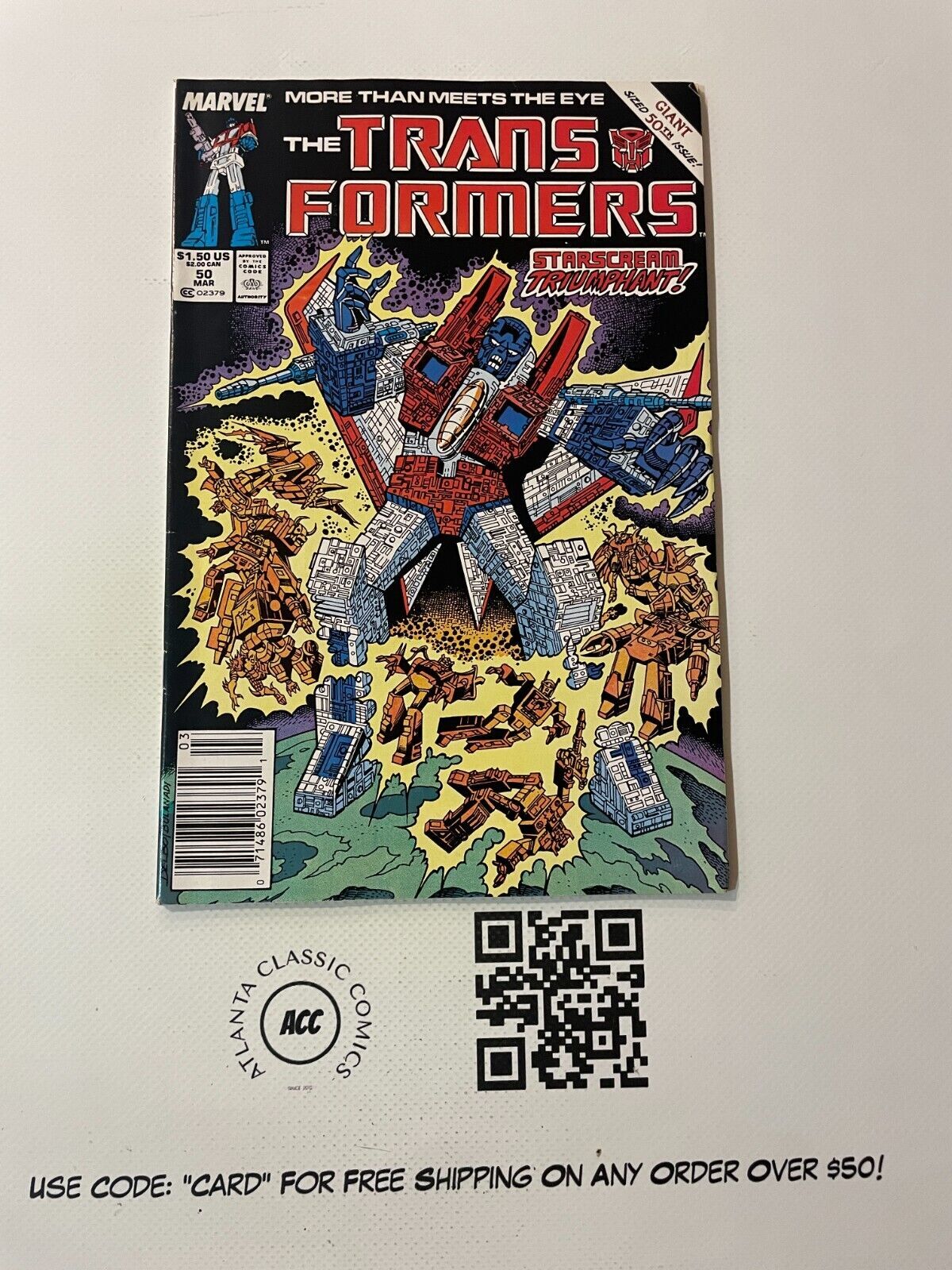 Transformers # 50 NM- Marvel Comic Book Optimus Prime Megatron Bumble 1 ...