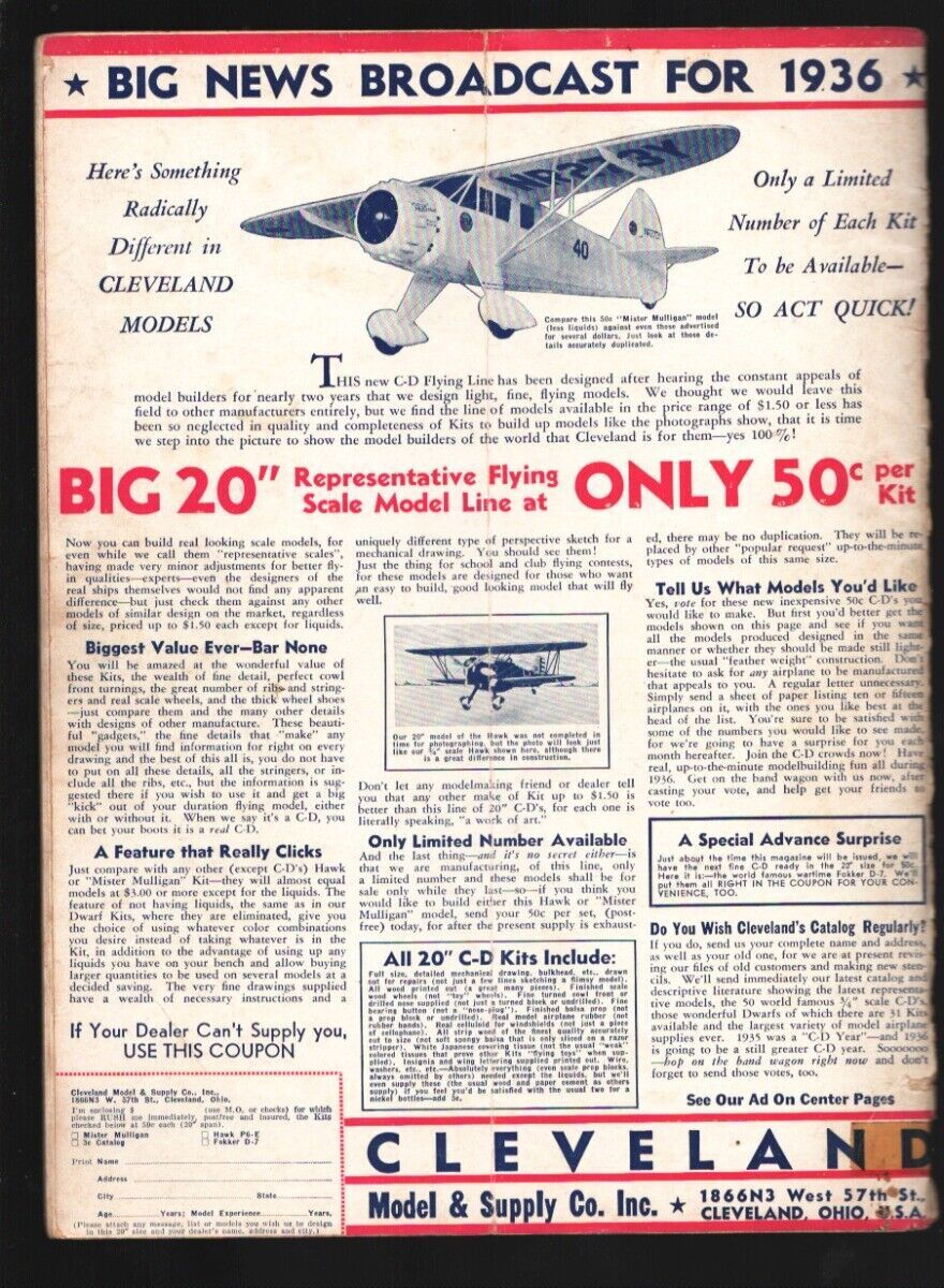 Model Airplane News 3/1936-U.S. Navy Grumman F2F-1 J. Kotula cover art ...
