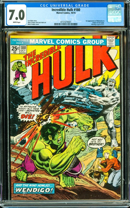 The Incredible Hulk #180 (1974) CGC Graded 7.0 1st App. Wolverine ...