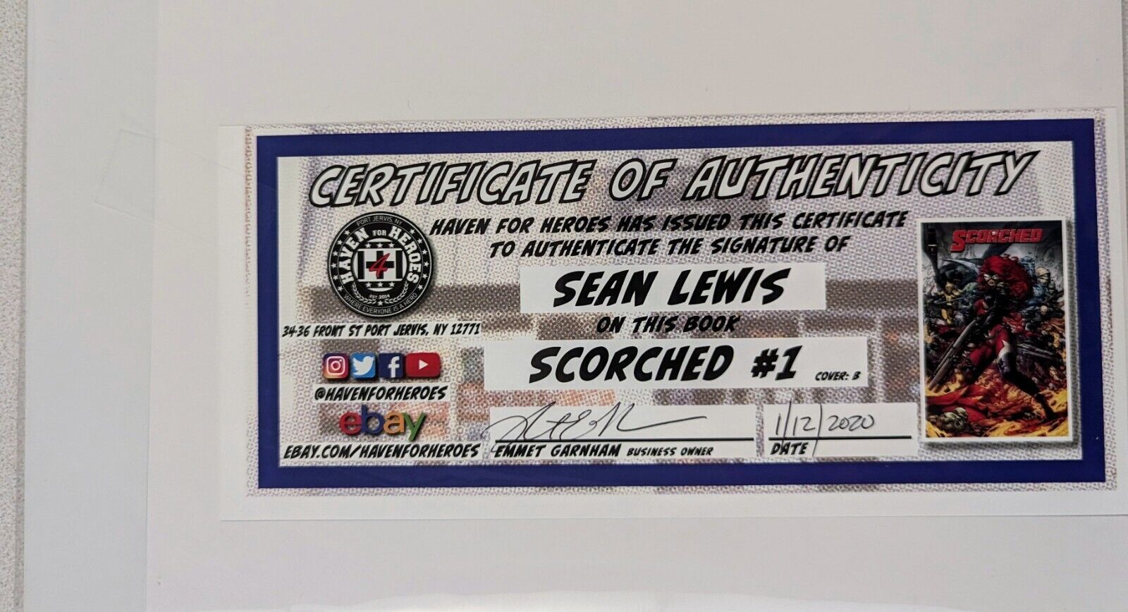 The Scorched #1 Brett Booth Cover Signed By Writer Sean Lewis With COA ...