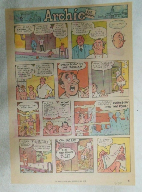 (34) Archie Sunday Pages by Bob Montana from 1974 Halves & Thirds Color ...