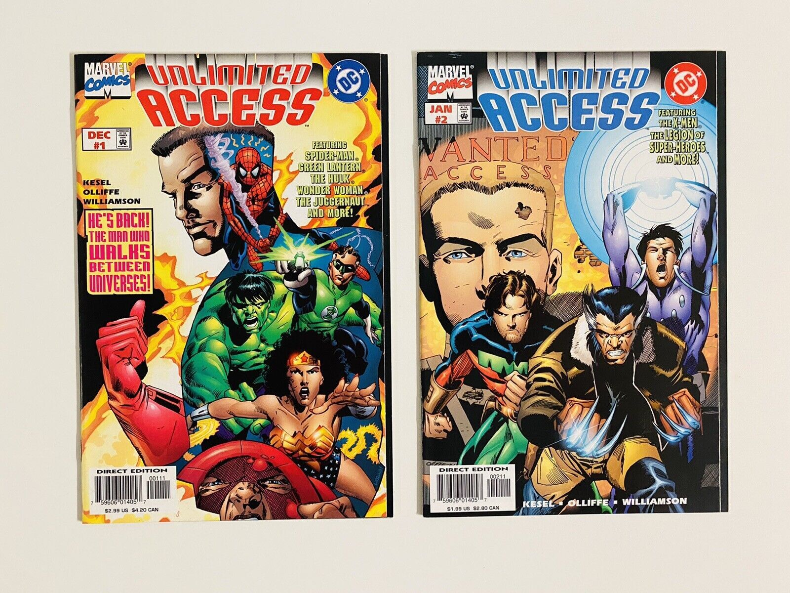 Lot x2 Unlimited Access #1 2 Marvel DC Crossover 1997 Spider-Man Wonder ...