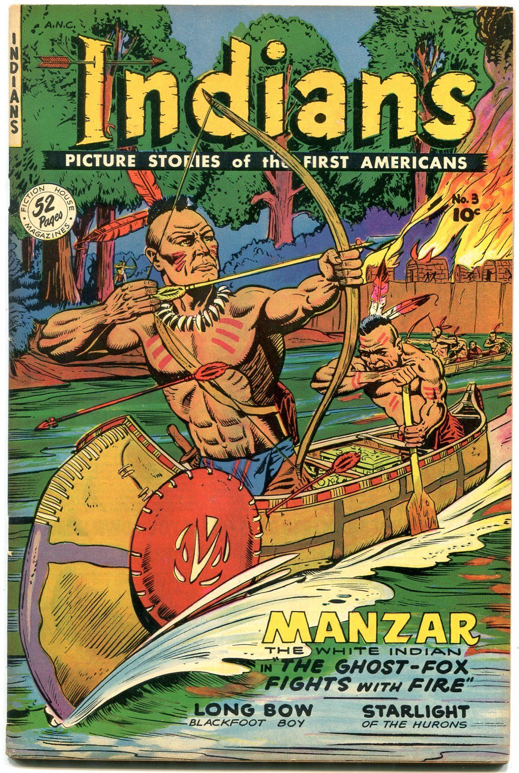 INDIANS #3 1950-MANZAR-LONG BOW-Golden Age Fiction House Western VG/FN ...