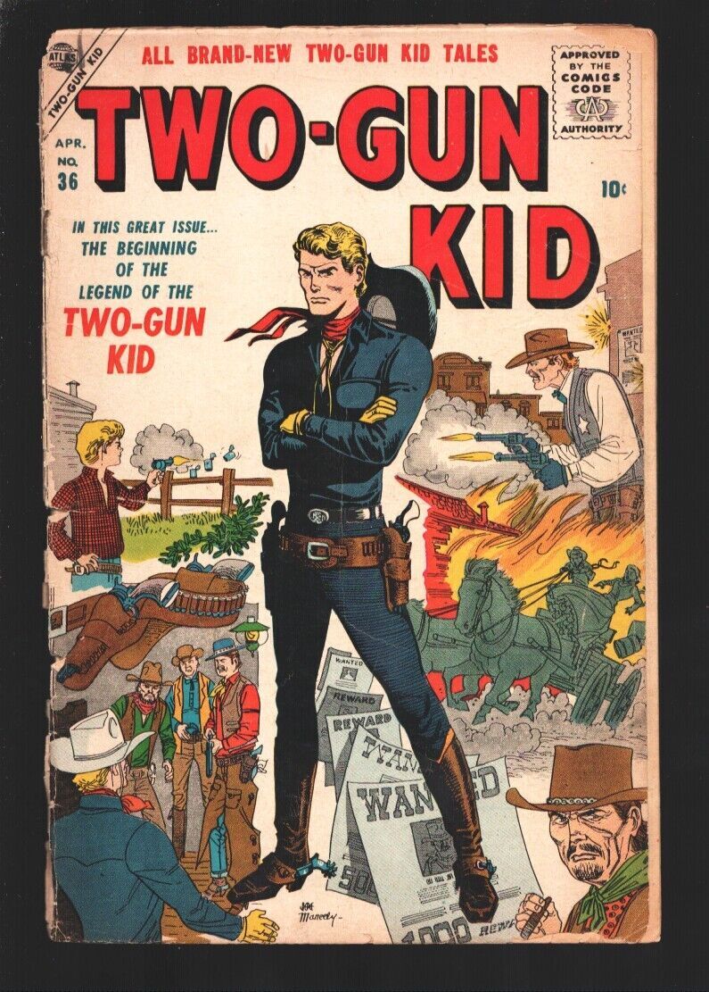 TWO-GUN KID #36 1957-Marvel-Origin of the Two-Gun Kid-Joe Maneely cover ...