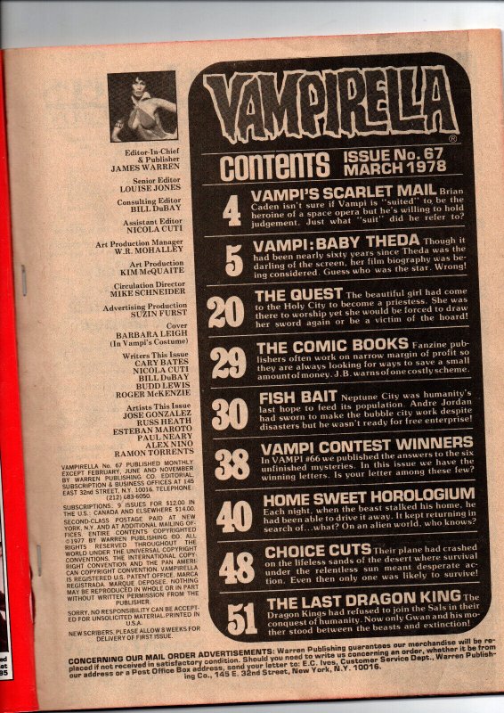 Vampirella #67 - Barbara Leigh cover- vampire -Horror Magazine-Warren ...