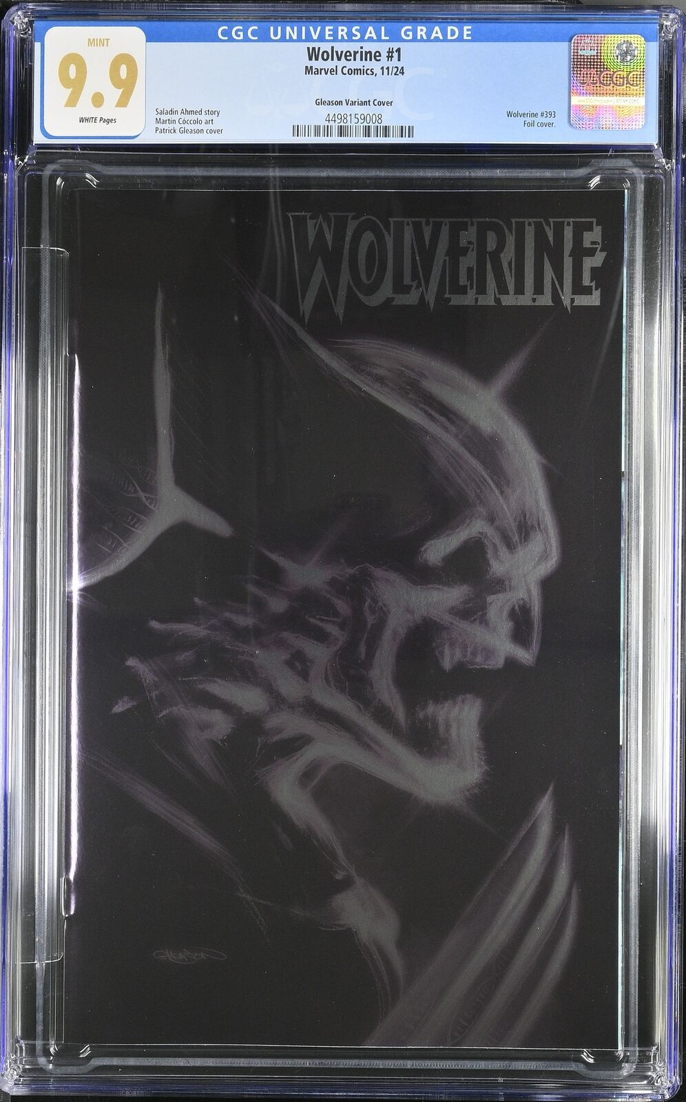 Wolverine #1 Marvel Gleason Adamantium Head Foil Variant CGC 9.9 Mint ...