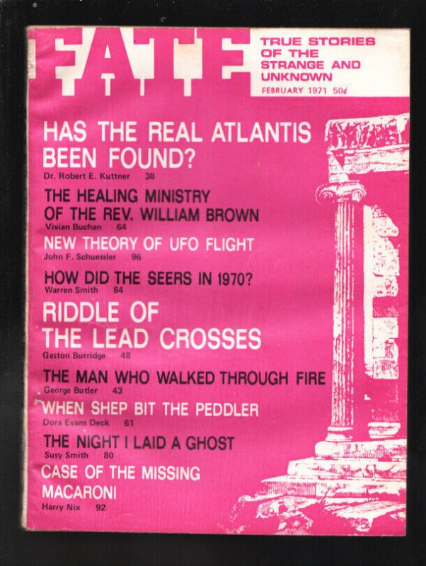 Fate 2/1971 Clark-Atlantis-UFO Flight-Mystic occult pulp thrills-VF ...