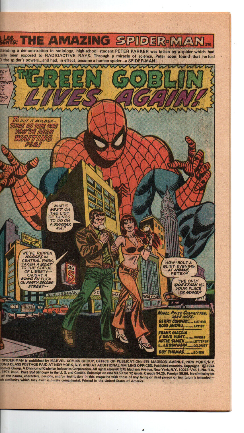 Amazing Spider-Man #136 - 1st Harry Osborn as Green Goblin - KEY - 1973 ...