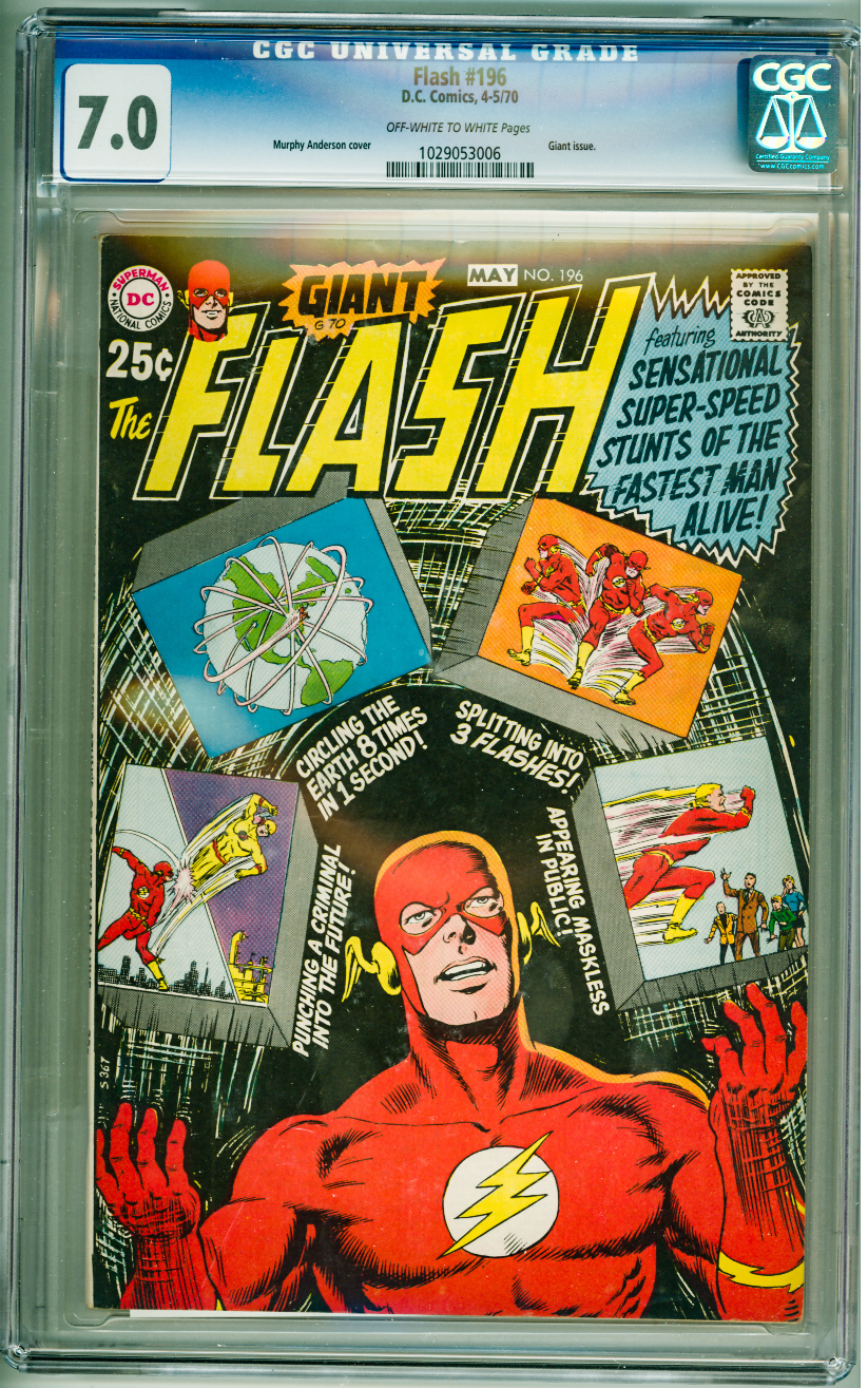 The Flash #196 (1970) CGC 7.0! Small crack top of slab, sticker back of ...