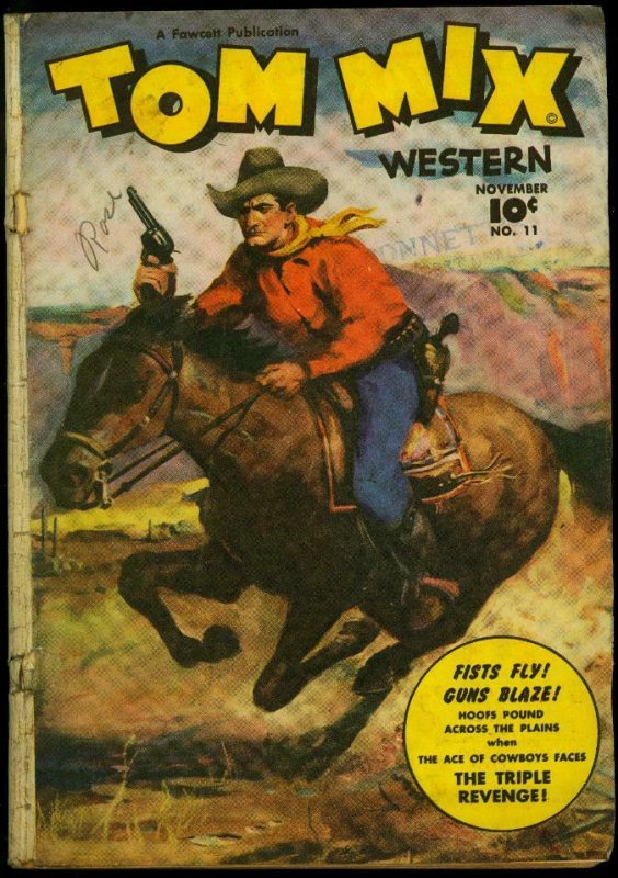 Tom Mix Western #11 1948- Fawcett Painted cover golden age comic G ...