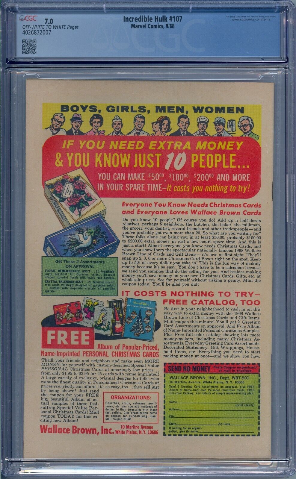 Incredible Hulk #107 CGC 7.0 Mandarin Nick Fury Herb Trimpe | Comic ...