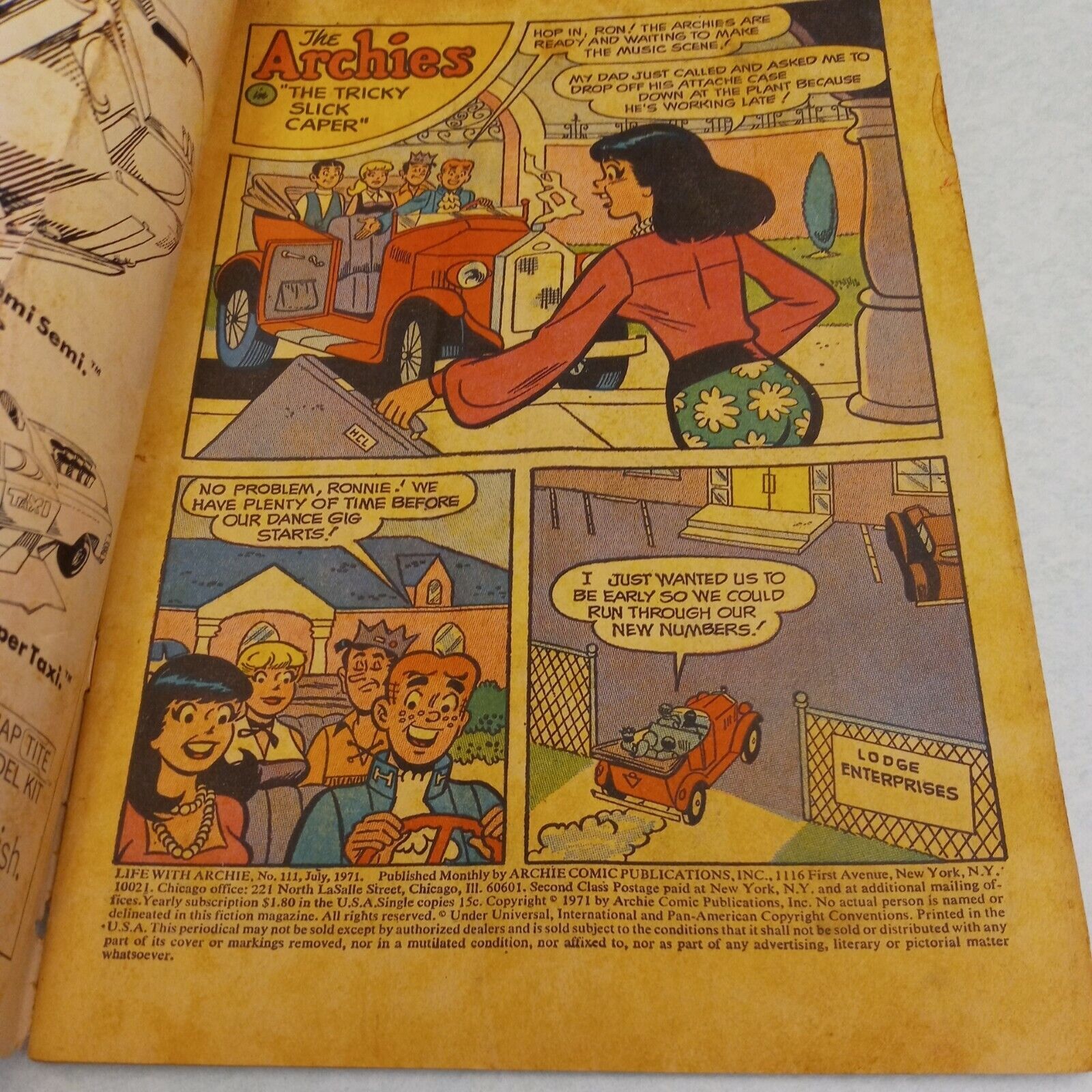 LIFE WITH ARCHIE #111 ARCHIE COMICS 1971 THE Archies band cover cool ...