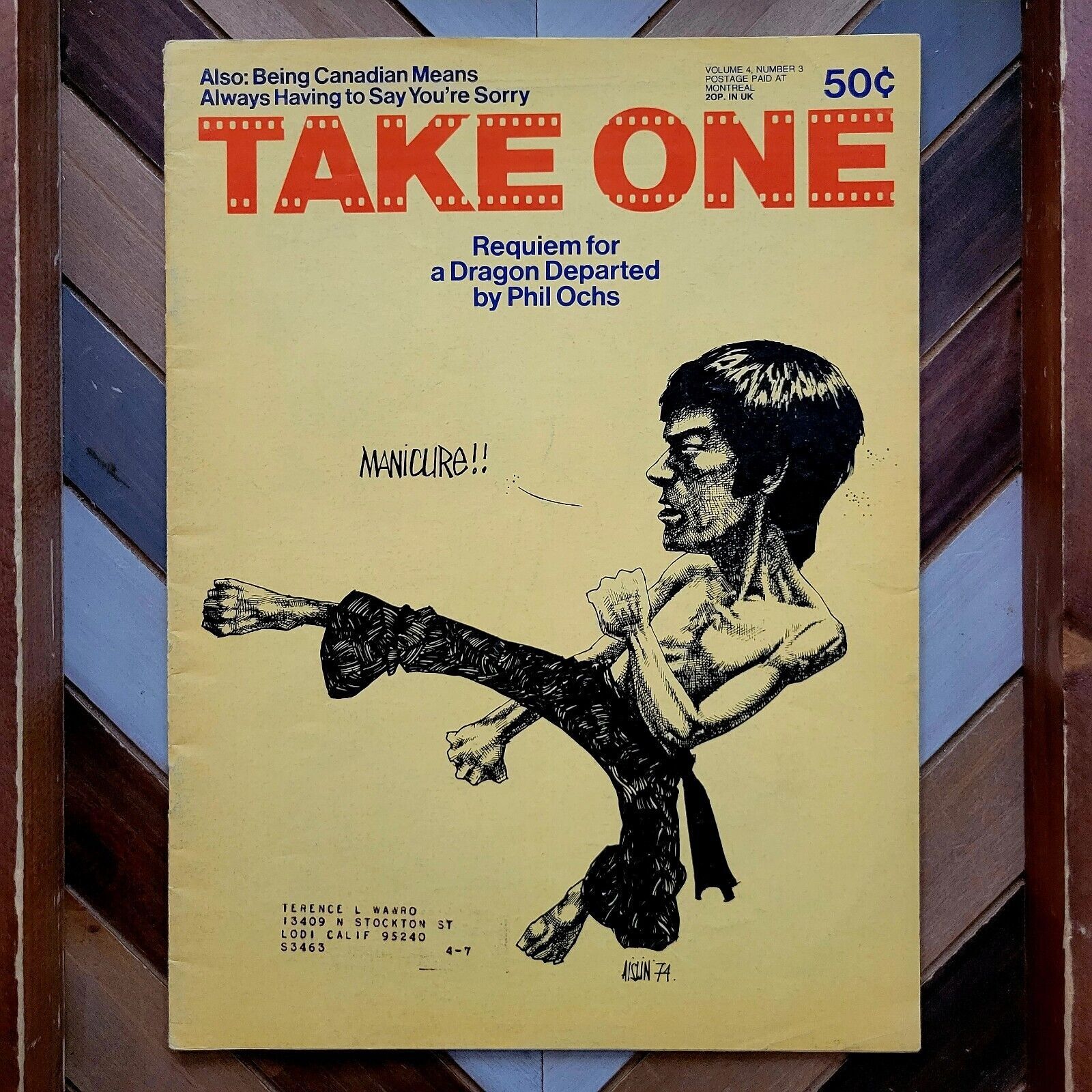 Take One Magazine Vol.4 Num.3 (Unicorn 1974) BRUCE LEE Eulogy by Phil ...