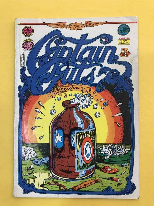 Captain Guts #1 & 3, the Print Mint Underground Comix 1969 Larry Welz ...