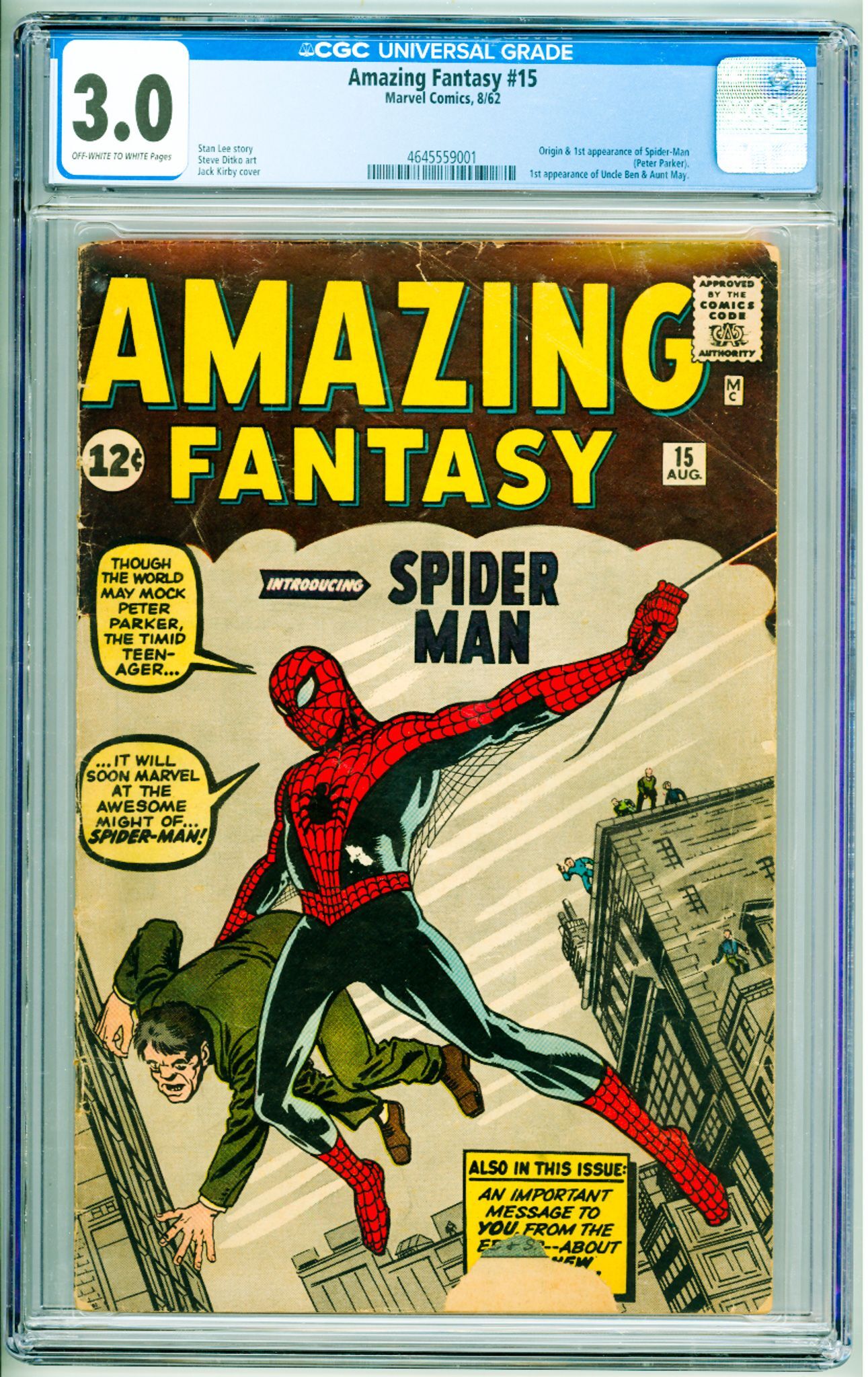 Amazing Fantasy #15 (1962) CGC 3.0 1st Appearance of Spider-Man ...