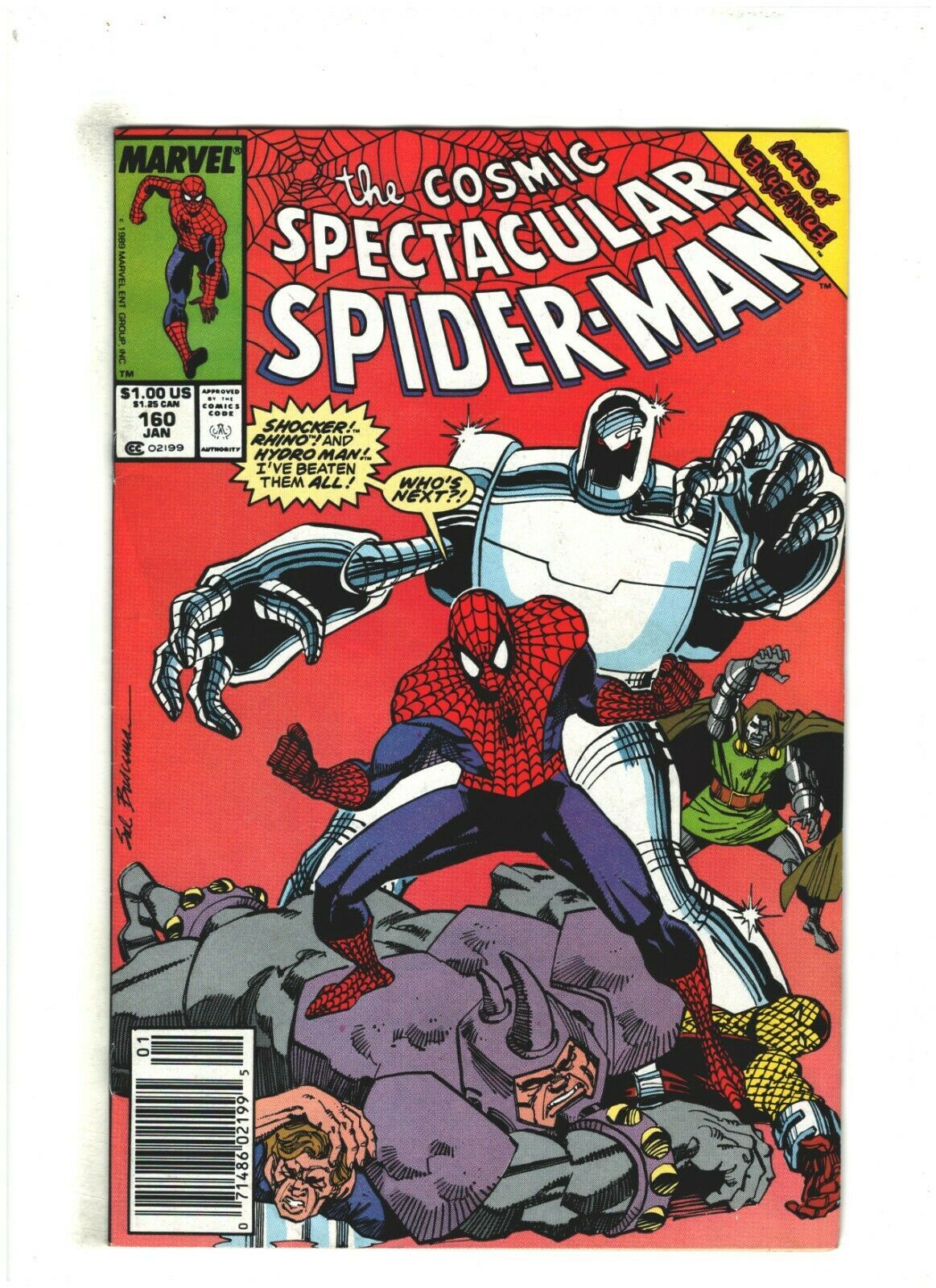 Spectacular Spider-man #160 VF- 7.5 Newsstand Marvel Comics Cosmic ...