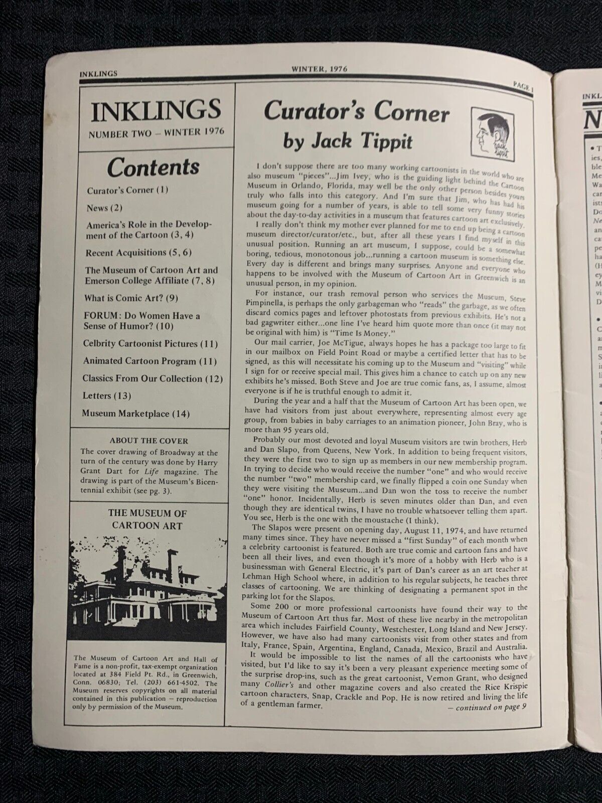 1976 Museum of Cartoon Art INKLINGS #2 VG- 3.5 16pg Magazine Harry ...