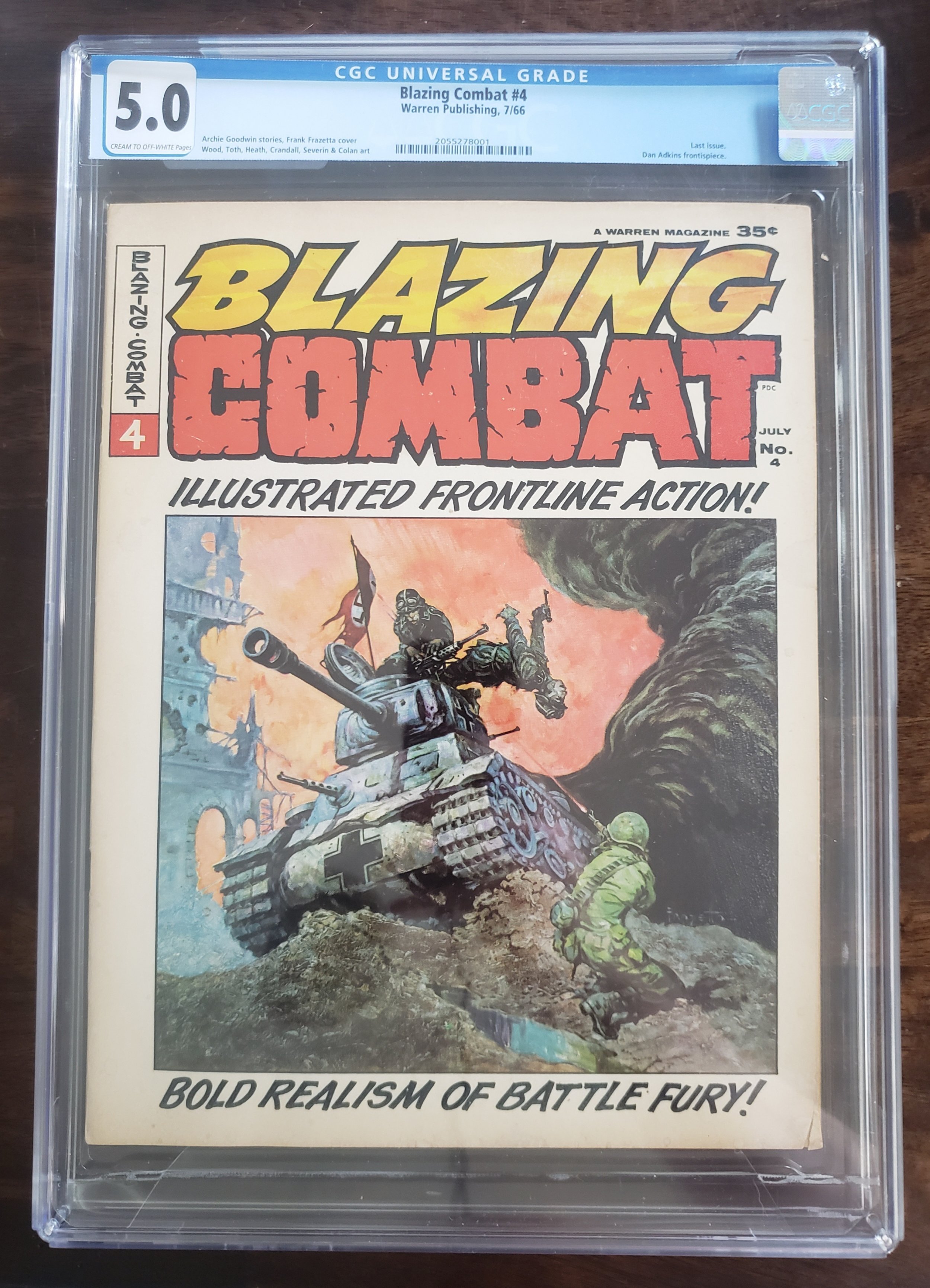 Blazing Combat 4 CGC 5.0 Frank Frazetta Cover Last Issue in series ...